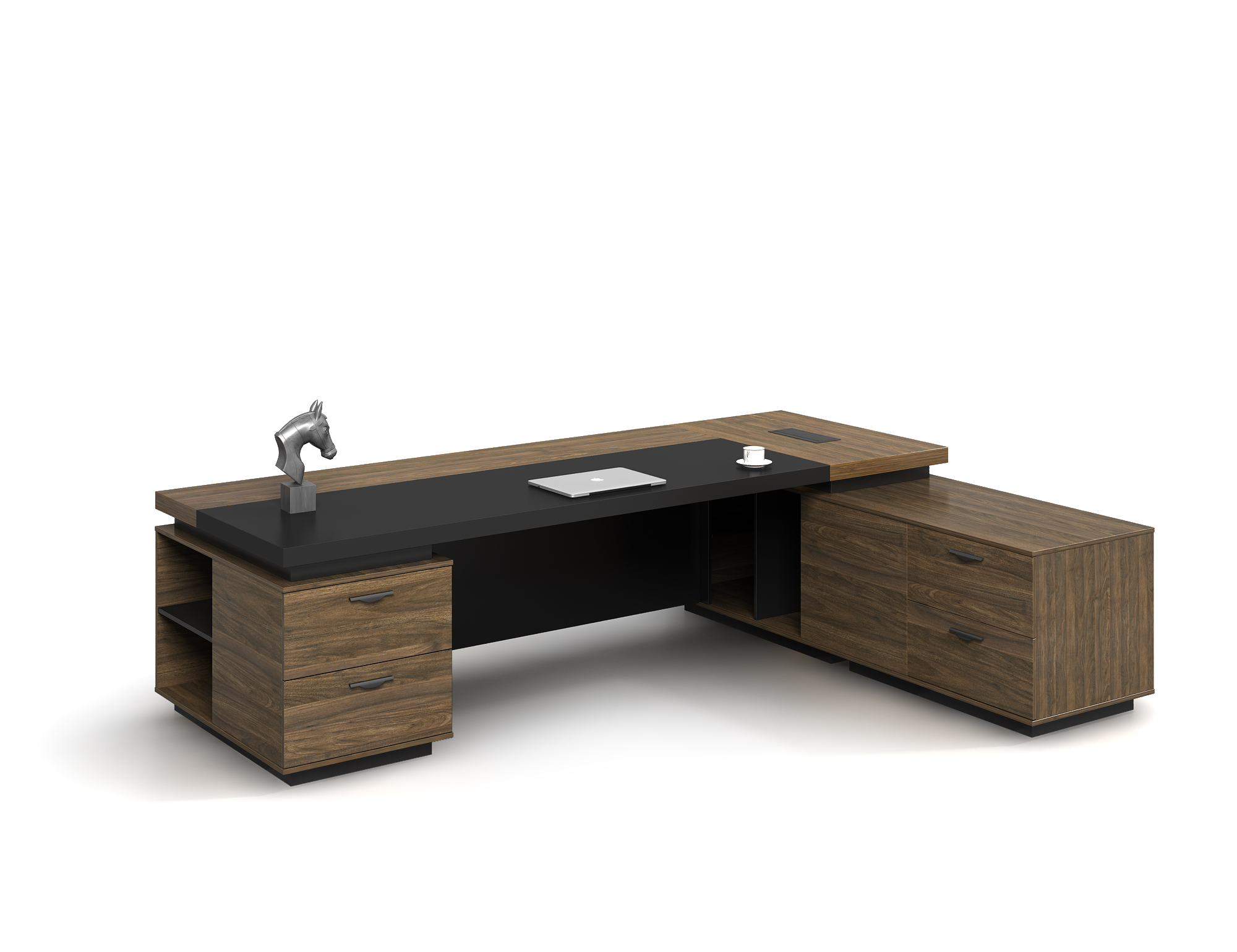 C Series Italian L-Shape Presidential Desk with Side Table and Drawer ...